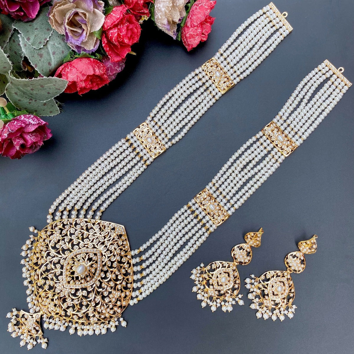 Pearl Rani Haar | 22k Gold & Gold Plated | Indian Pearl Jewelry
