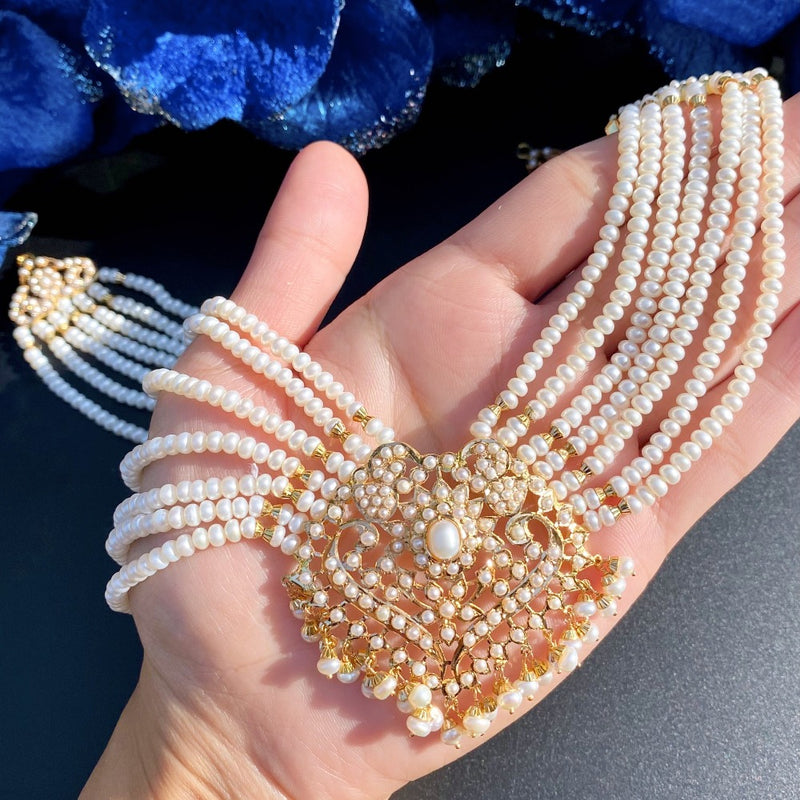 Pearl Rani Haar | 22k Gold & Gold Plated | Indian Pearl Jewelry