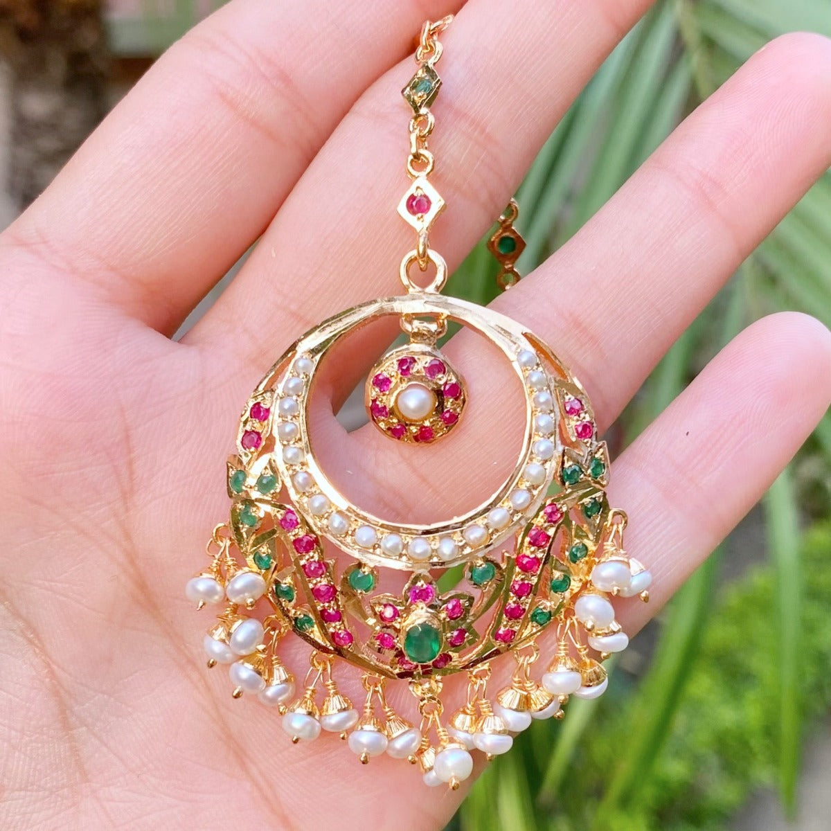 Classic Jadau Maang Teeka | Buy Gold Plated Silver Jadau Tikka