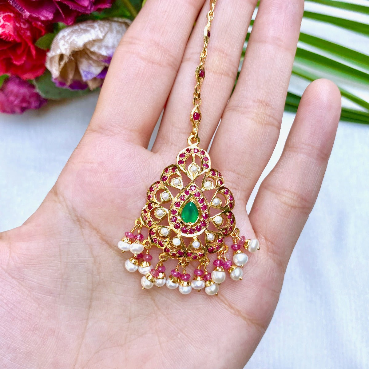 Multicolored Maang Teeka | Gold Plated Silver | Sober Design