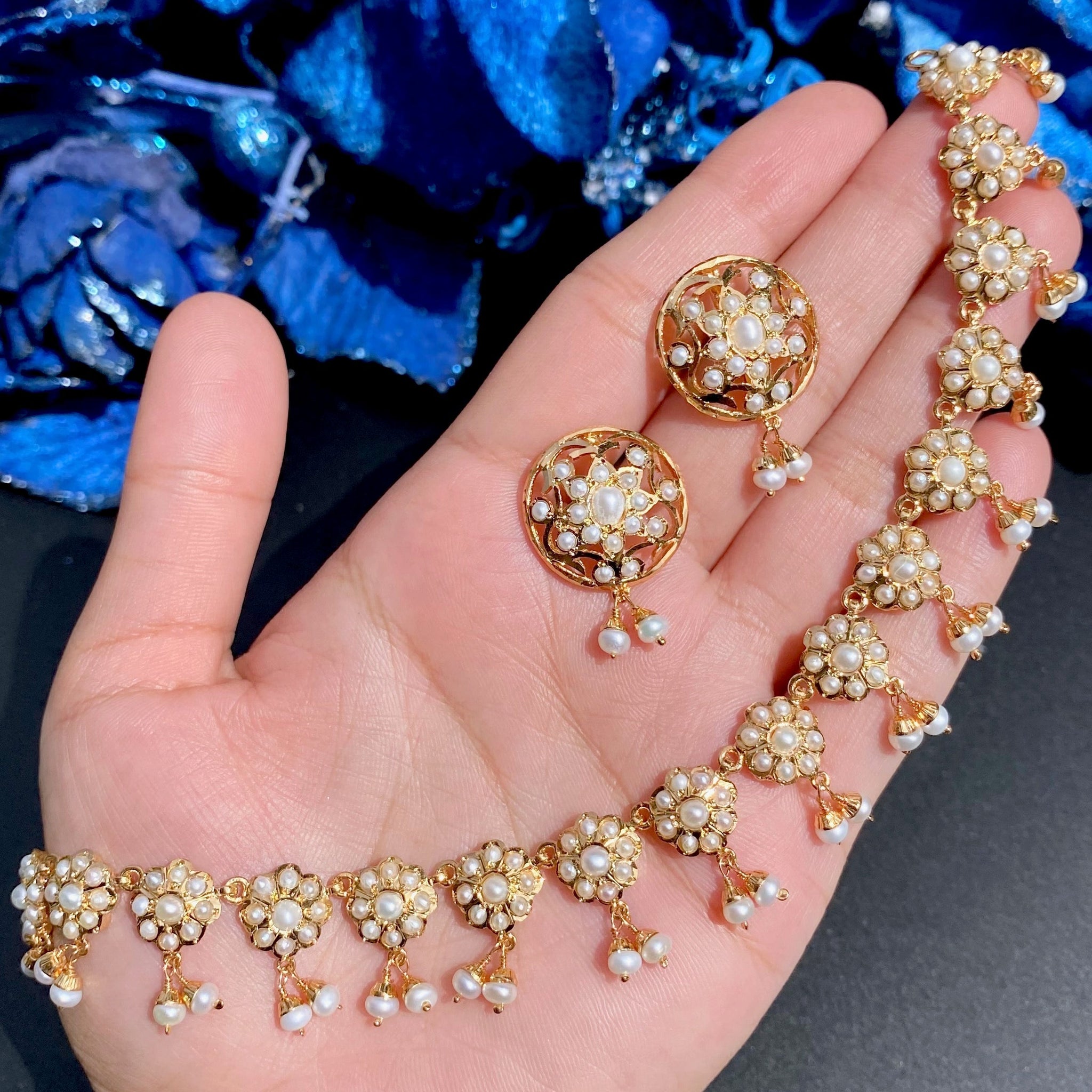 Minimalist Pearl Jewelry Set | Indian Gold Plated Jewelry Online For G