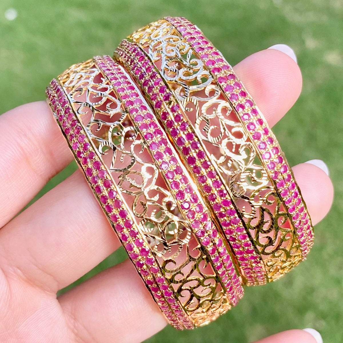 Ruby Bangles |Studded on 22k Gold | Indian Bangle Design
