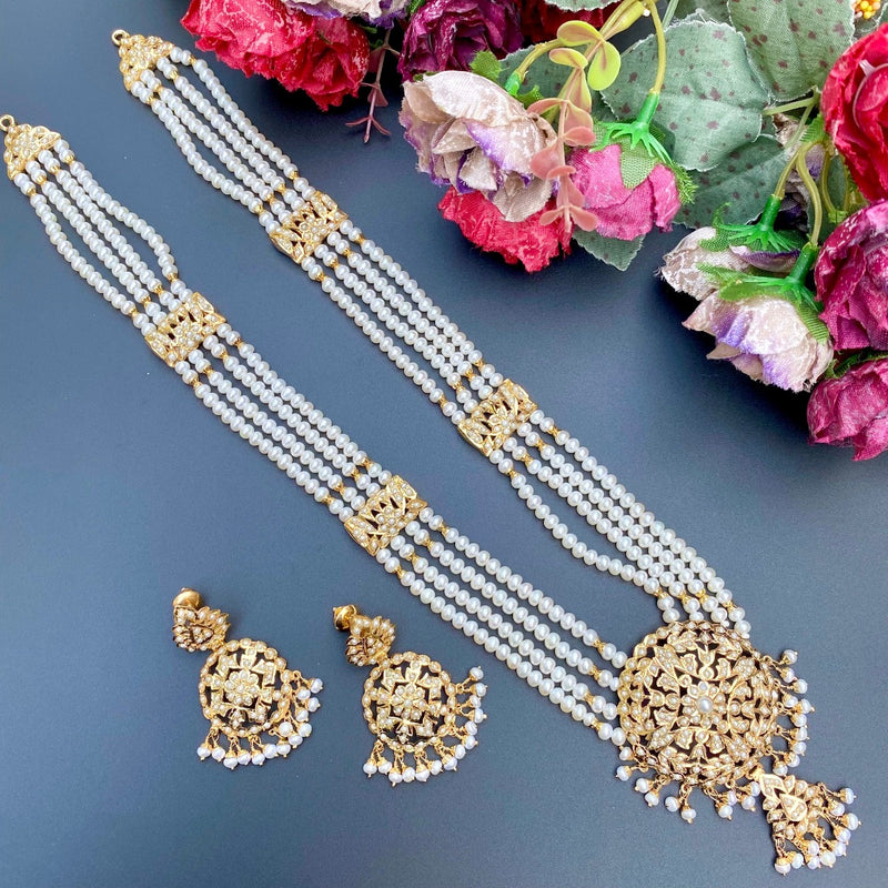 Rani Haar Set in Gold Plated Silver Studded with Freshwater Pearls NS ...